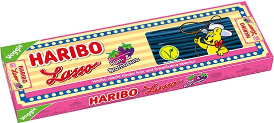 Haribo - Lasso Frambozen/Bramen, 60 cm - 50 stuks | bol.com