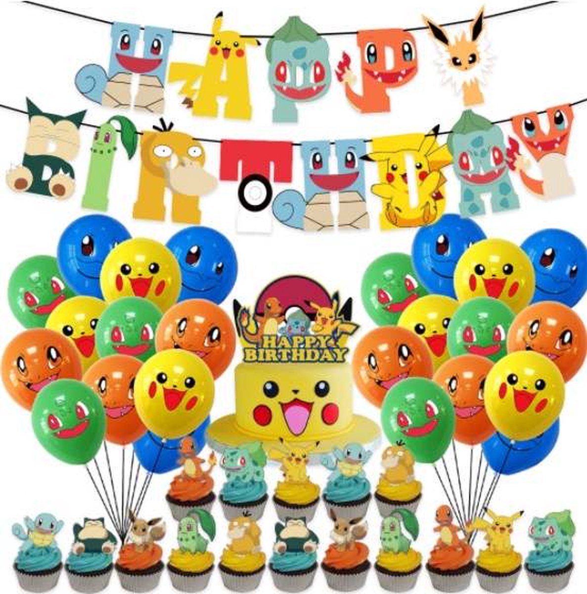 Pokémon verjaardag versiering met ballonnen van Pikachu Squirtle ...