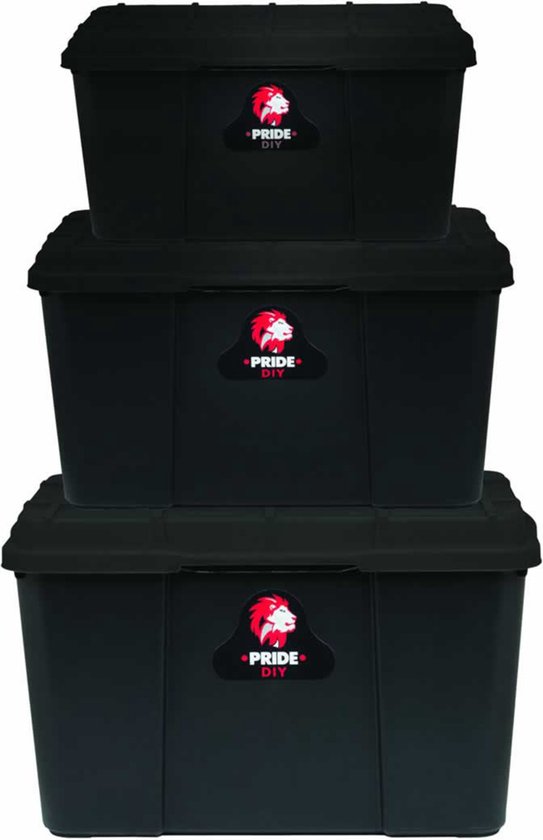 Opbergdozen 3x Pride Opslag/opberg/kisten/dozen zwart - Opslagdozen set ...