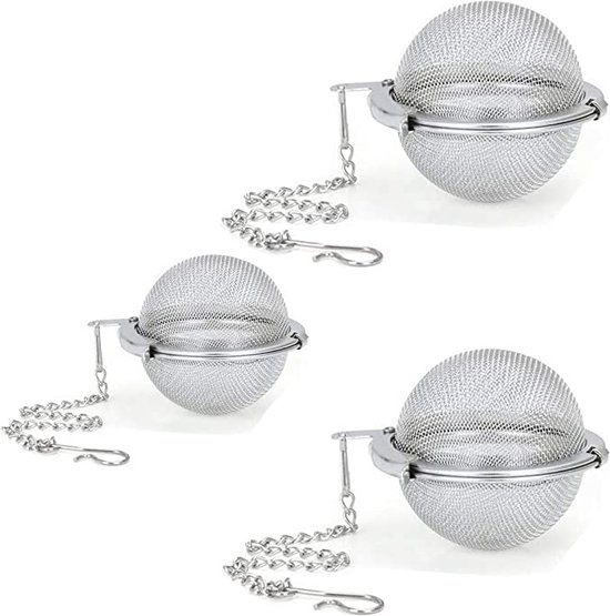 Thee zeef Set 3 stuks Ø 9 / Ø 7 / Ø 5 - Thee/kruiden kogel RVS -Thee ei ...