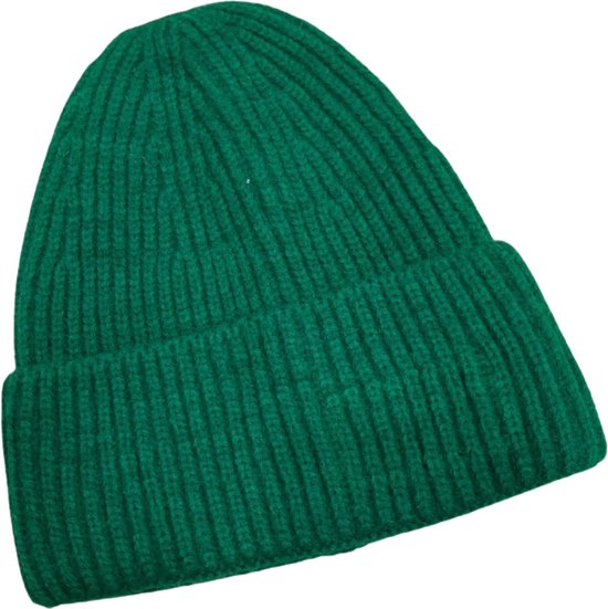Beanie | dames muts | winter en herfst muts | groen | bol