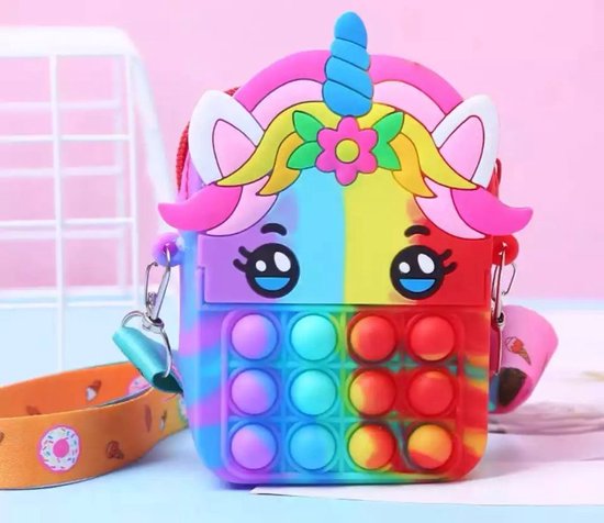 Pop it tasje - Pop it tas - Fidget unicorn schoudertas - pop it unicorn ...