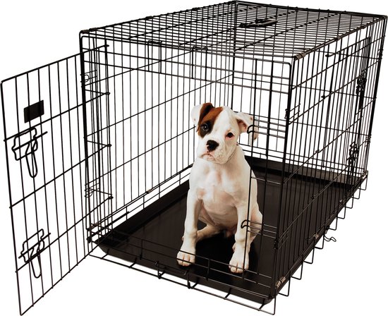 Show Tech - Amerikaanse Kooi - met Plastic Bodem - Zwart - Maat 4 - 109 ...