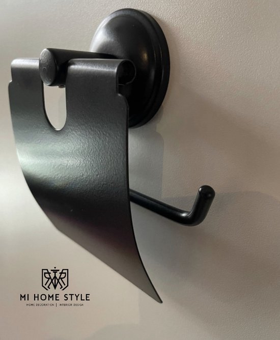 WC Rolhouder - Toiletrolhouder Zwart met klep - wc-rol houder ...