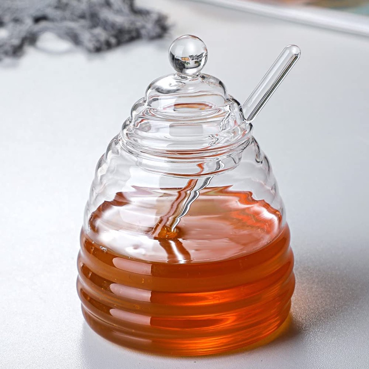 Glazen Honingpot, Transparante Jampotten, Glass honey pot, transparent ...