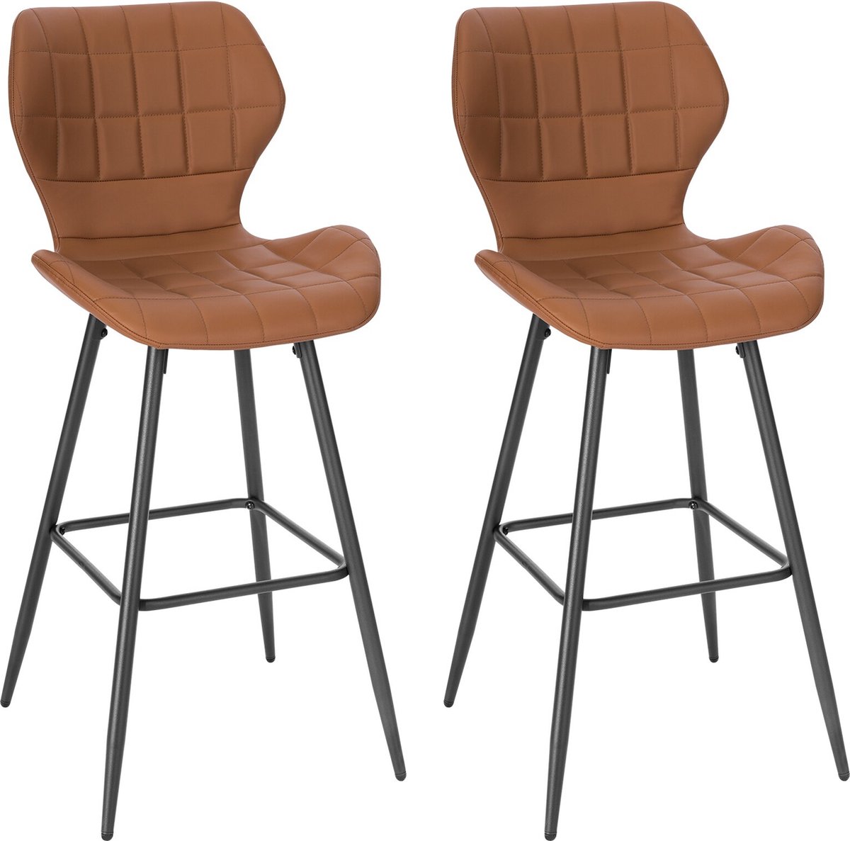 Kamyra® Lederen Barkrukken Set van 2 - met Rugleuning & Ergonomisch ...