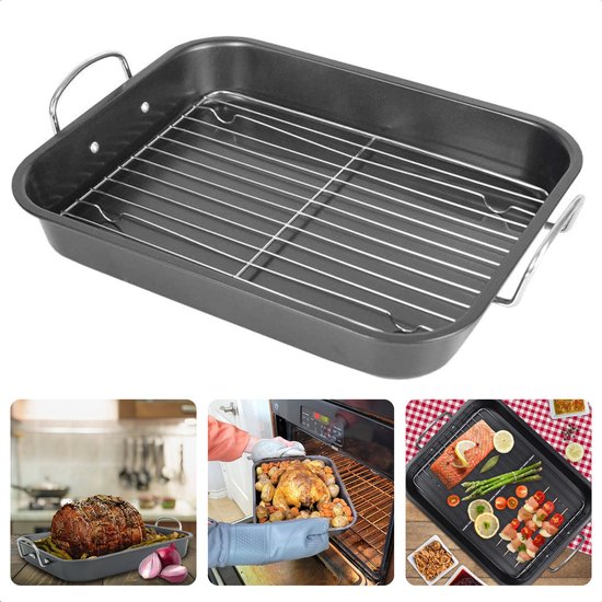 Cheqo® Braadslee met Rooster - Uitneembaar Rooster - Ovenschaal ...