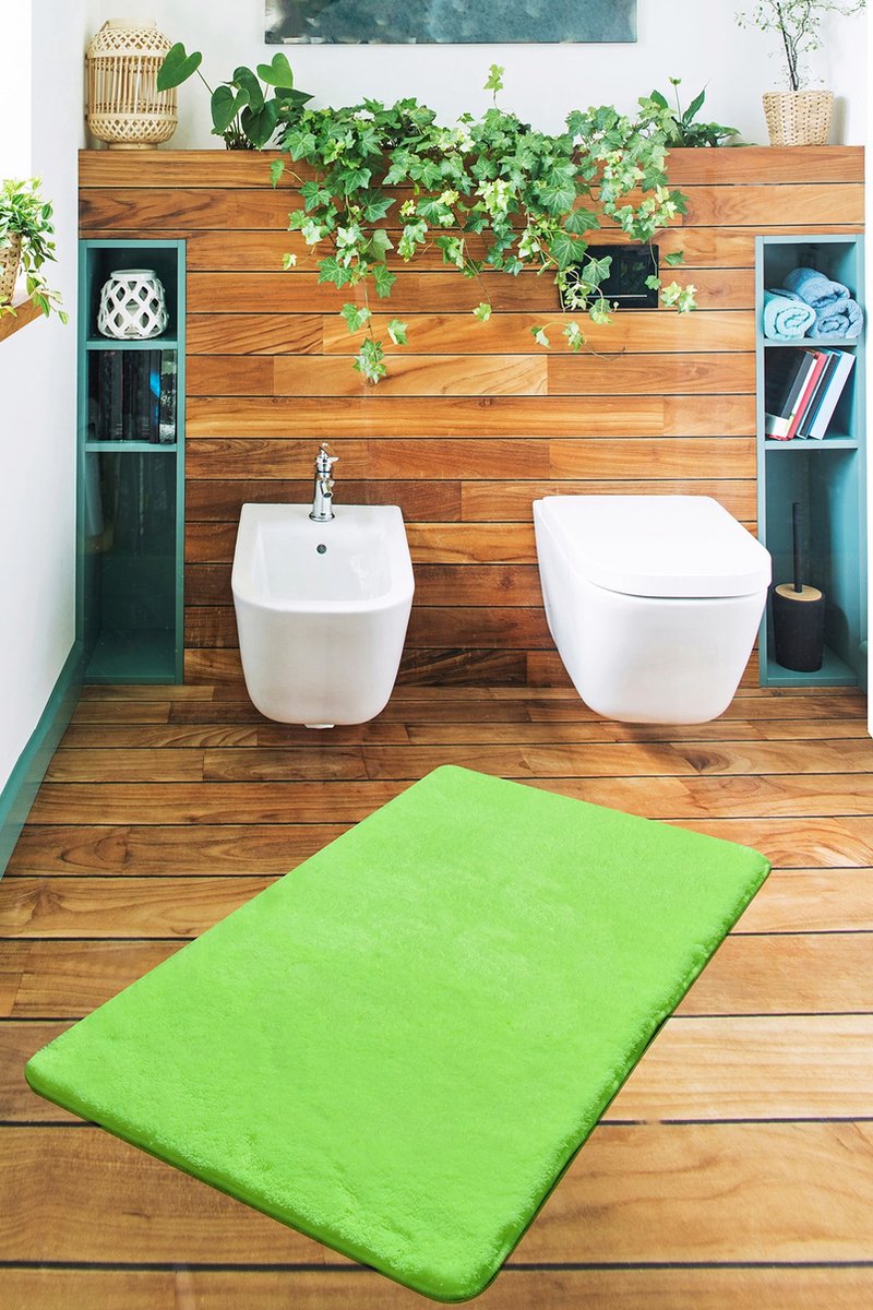 Livetti Badkamermat Badmat Toiletmat Wcmat 60x100 cm Licht Groen | bol.com