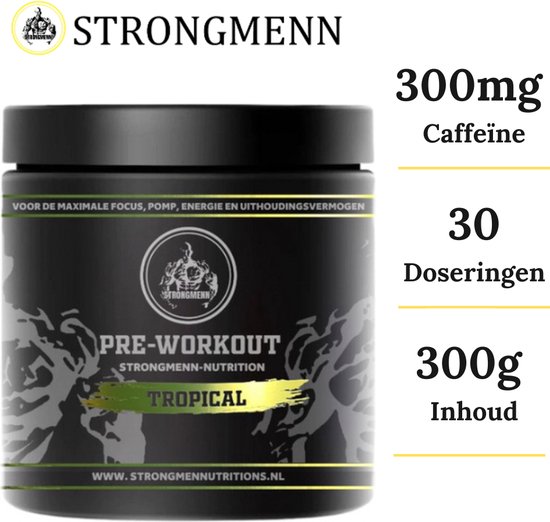 Strongmenn Nutrition® - Pre Workout - 30 Doseringen - Tropical - 300 ...