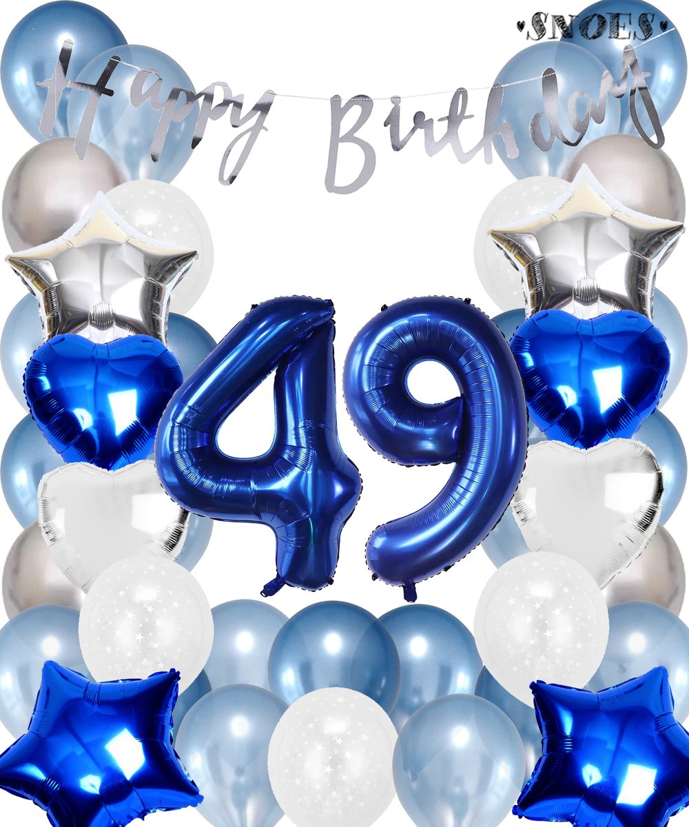 Snoes Ballonnen 49 Jaar Set Mega Blauw Zilver Ballon - Compleet ...