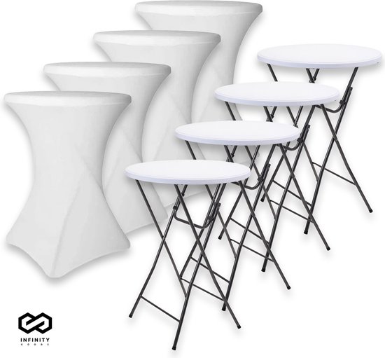 Infinity Goods 4x Stevige Statafel + 4x Witte Statafelrok - Partytafel - Robuust en... | bol