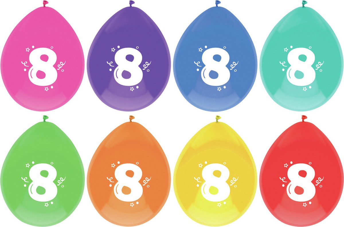 Haza Leeftijd verjaardag thema pakket 8 jaar - ballonnen/vlaggetjes | bol