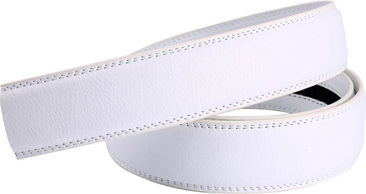 Witte lederen riem zonder gaatjes met automatische gesp voor heren ...