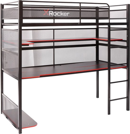 X Rocker Battlebunk Gaming High Sleeper Bed with Desk - Black | bol