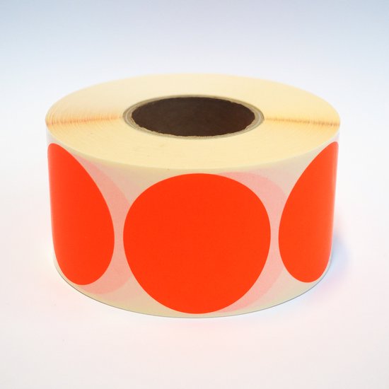 Blanco Stickers op rol 50mm rond - 1000 etiketten per rol - mat fluor ...
