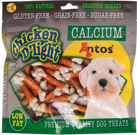 Antos Chicken D'Light Calcium - hondensnack - 400 gram | bol