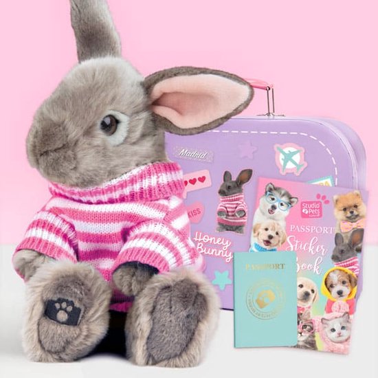 Studio Pets Knuffel Konijn | Honey Bunny | Set | Pluche knuffel 23cm + Lila... | bol