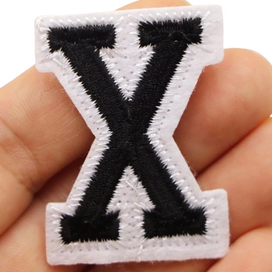 Alfabet Strijk Embleem Letter Patch Zwart Wit Letter X / 3.5 cm / 4.5 ...