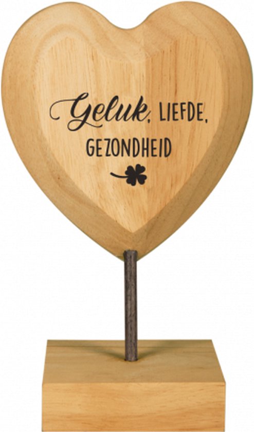 Wooden hearts - Geluk, liefde en gezondheid - Houten woonaccessoire | bol