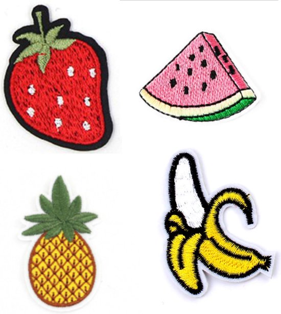 set patches fruit 2 - opstrijk embleem - patch aardbei- patch banaan- patch meloen -... | bol.com