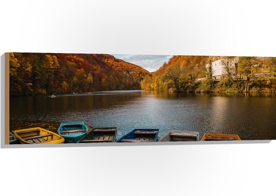 Hout - Rij Oude Houten Vissersbootjes in Verschillende Kleuren op Meer ...