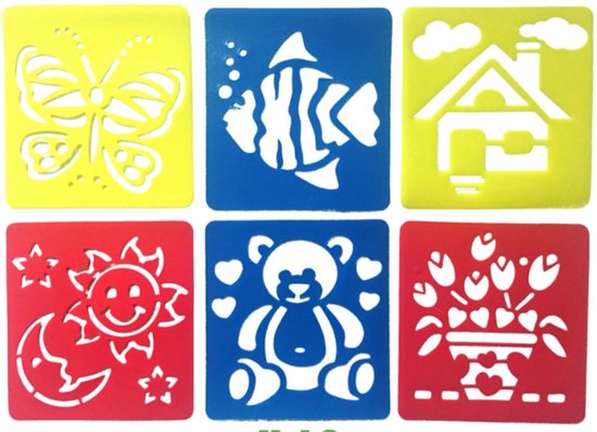 teken sjabloon Divers sjablonen - 6 stuks 14 x 15 cm | bol