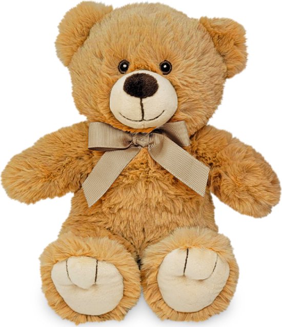 Teddybeer Bruin met Strik Goud 28 cm Pluche Knuffel Beer [Bear Plush ...