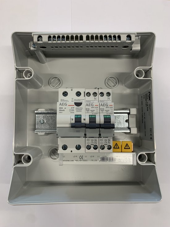 Groepenkast - 1 fase - Aardlekschakelaar - 2 Groepen - IP65 | bol