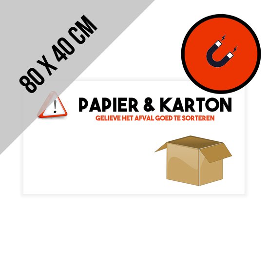 Magneetbord "Papier & karton" | 80 x 40 cm | Afvalcontainer | Afval ...
