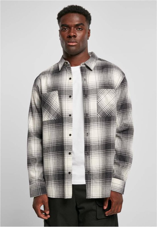 Urban Classics - Mock Check Overhemd - 3XL - Gebroken wit/Zwart | bol