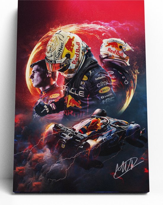 Max Verstappen Formule 1 Red Bull Racing Canvas | Met handtekening Max | 50 x 70 cm |... | bol.com