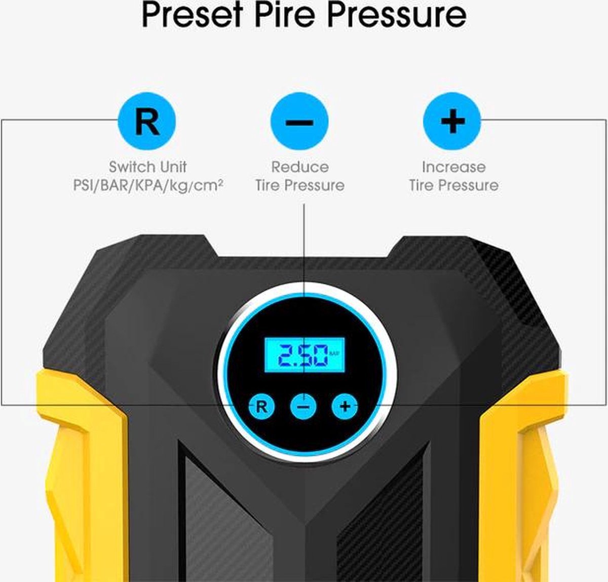 Autobanden Pomp - Draagbare luchtcompressor - 3 Opzetstukken - 12V ...