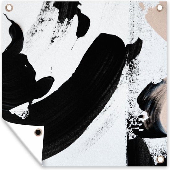 Tuinposter - Zwart - Verf - Abstract - Tuindoek - Poster voor buiten ...