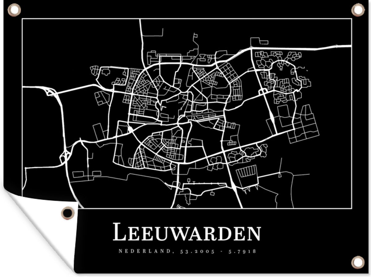 Tuin decoratie Stadskaart - Leeuwarden - Kaart - Plattegrond - 40x30 cm ...