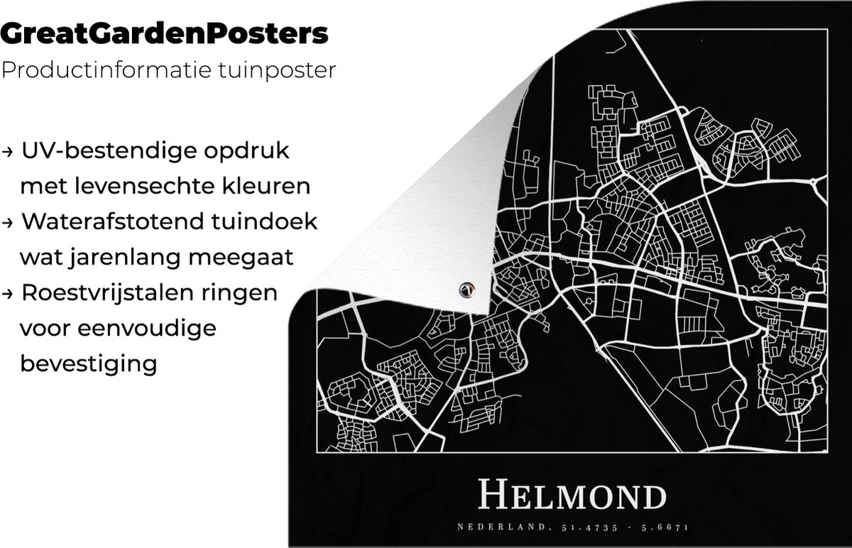 Tuinposters Plattegrond - Helmond - Kaart - Stadskaart - 50x50 cm | bol.com