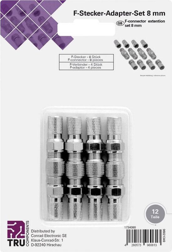 TRU COMPONENTS 12 stuk(s) TC-6936324 F-stekkerset verbinders ...