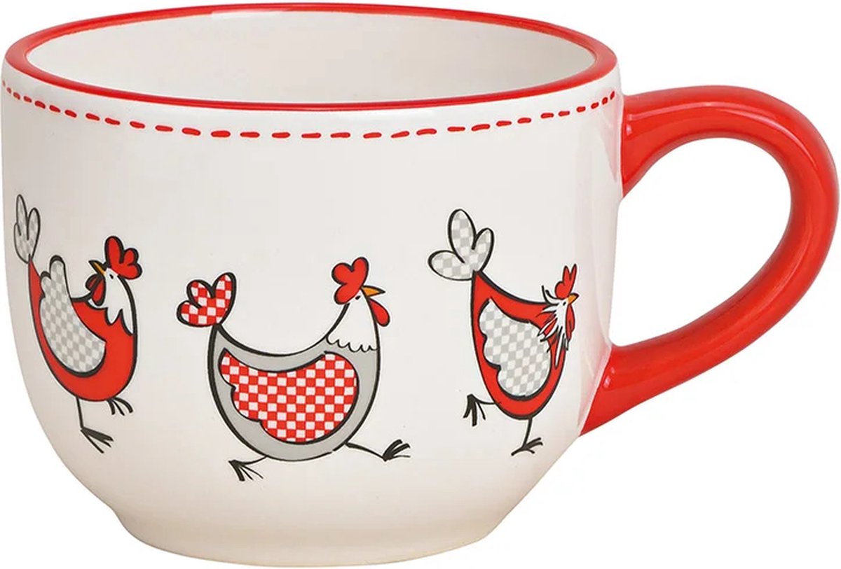 Mok kippen rood wit groot-inhoud 500 ml | bol