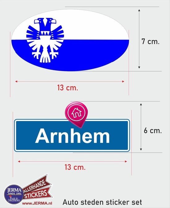 Arnhem steden vlaggen auto stickers set van 2 stickers | bol.com