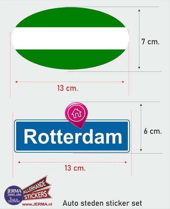 Rotterdam stadsvlag auto stickers set 2 stuks. | bol