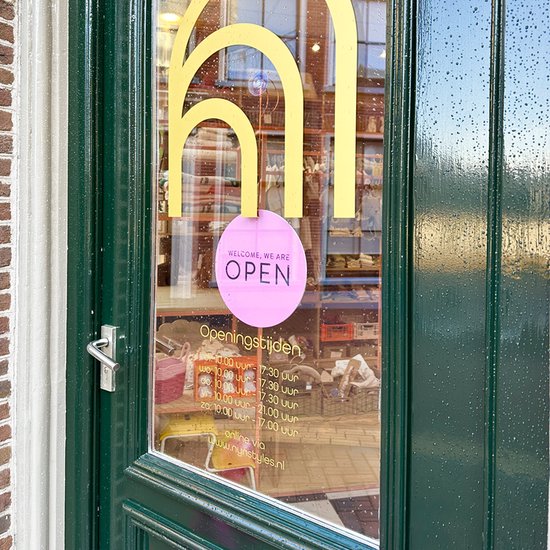 Deurbordje open closed - 20 centimeter - dubbelzijdig roze - met koord ...