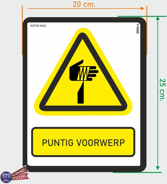 ISO7010 W022 puntig voorwerp Waarschuwing sticker 20x25cm | bol.com