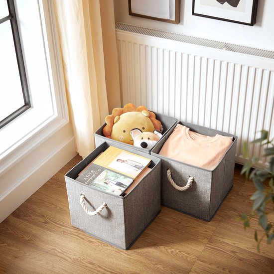 Opbergdozen - Set van 3 - Stoffen dozen - Zonder deksel - Met ...