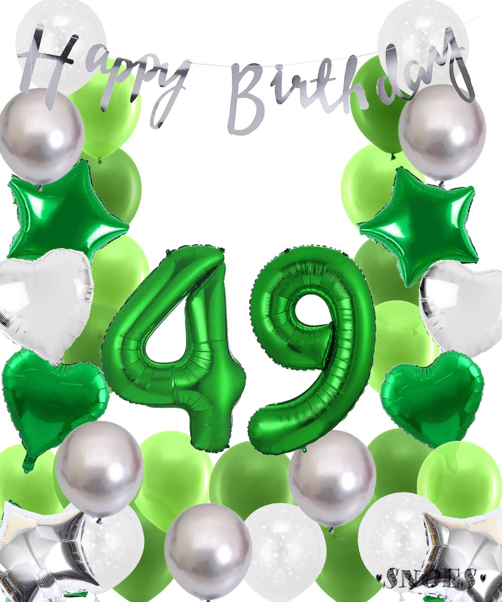 Snoes Ballonnen 49 Jaar Wit Groen Zilver Mega Ballon - Compleet ...