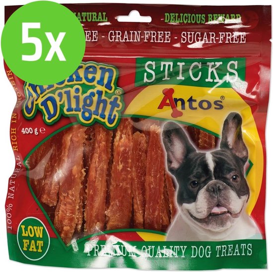 Antos Chicken D'Light Sticks Kip - hondensnack - 400 gram - 5 Zakken | bol