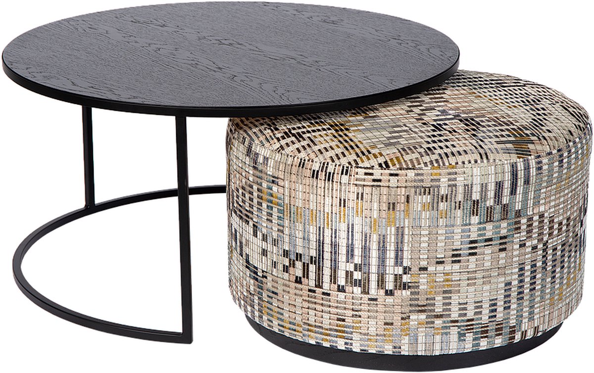 Atmooz - Salontafel rond Emir (incl. Poef Ritz Nyoka) - Ø 80cm - Kleur ...