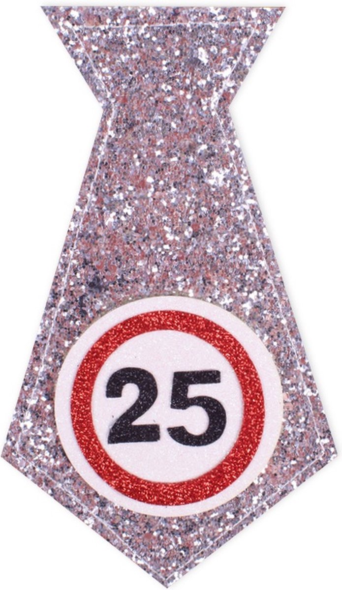 Polyester en PU glitterstropdas | verjaardag | wit | verkeersborden met ...