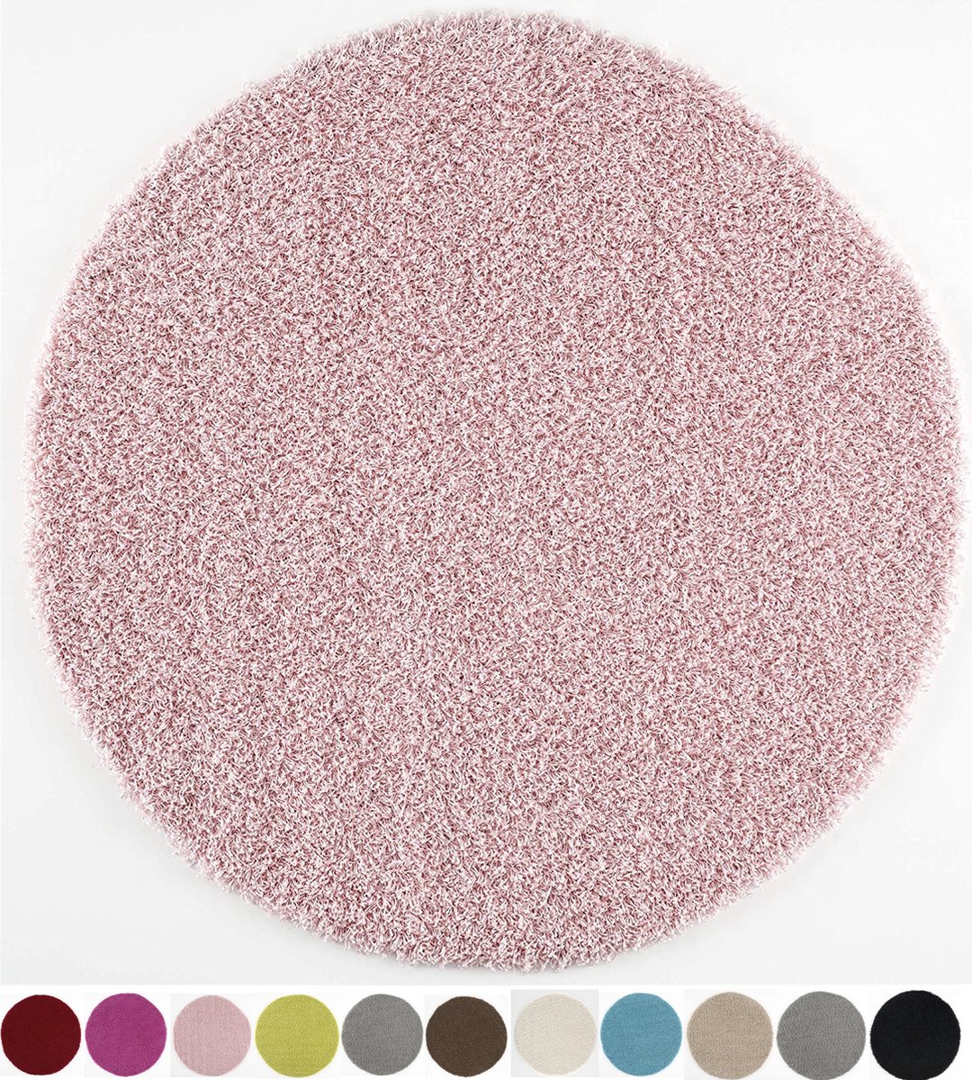 Balais Shaggy Plus Rond Effen Hoogpolig Vloerkleed Tapijt Licht Roze ...