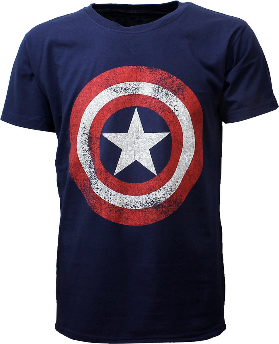 Marvel Comics Captain America Distorted Schild T-Shirt Blauw | bol.com
