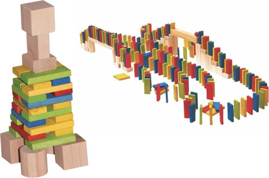 Domino Set Hout - Woody Houten Domino Set - Gekleurde Domino Set ...