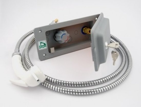 Buitendouche aansluiting warm/koud incl.slang en douchekop (LICHTGRIJS ...